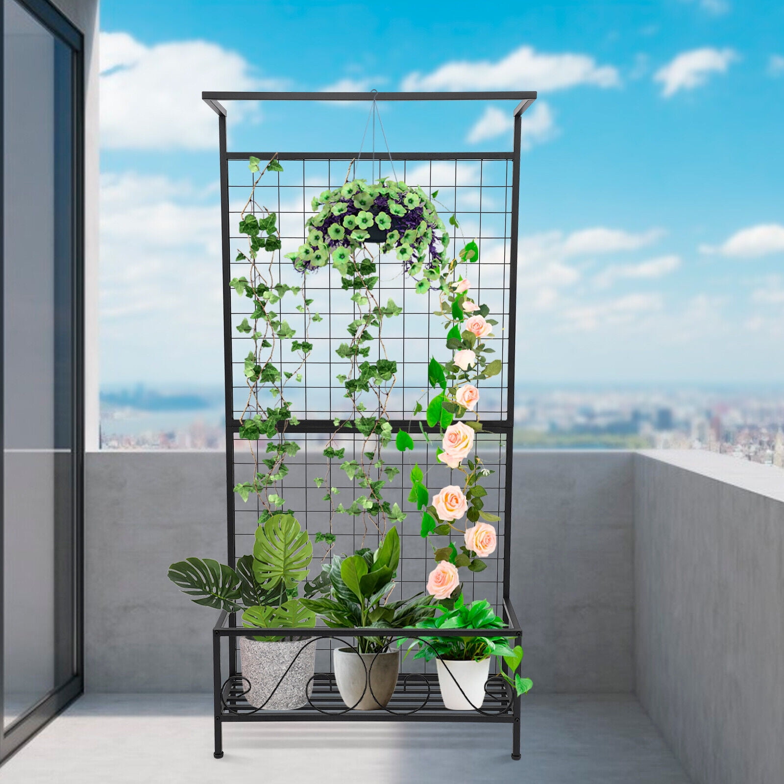 Plant Shelf Metal Flower Stands Indoor Garden Pot Holder Flower Display ...