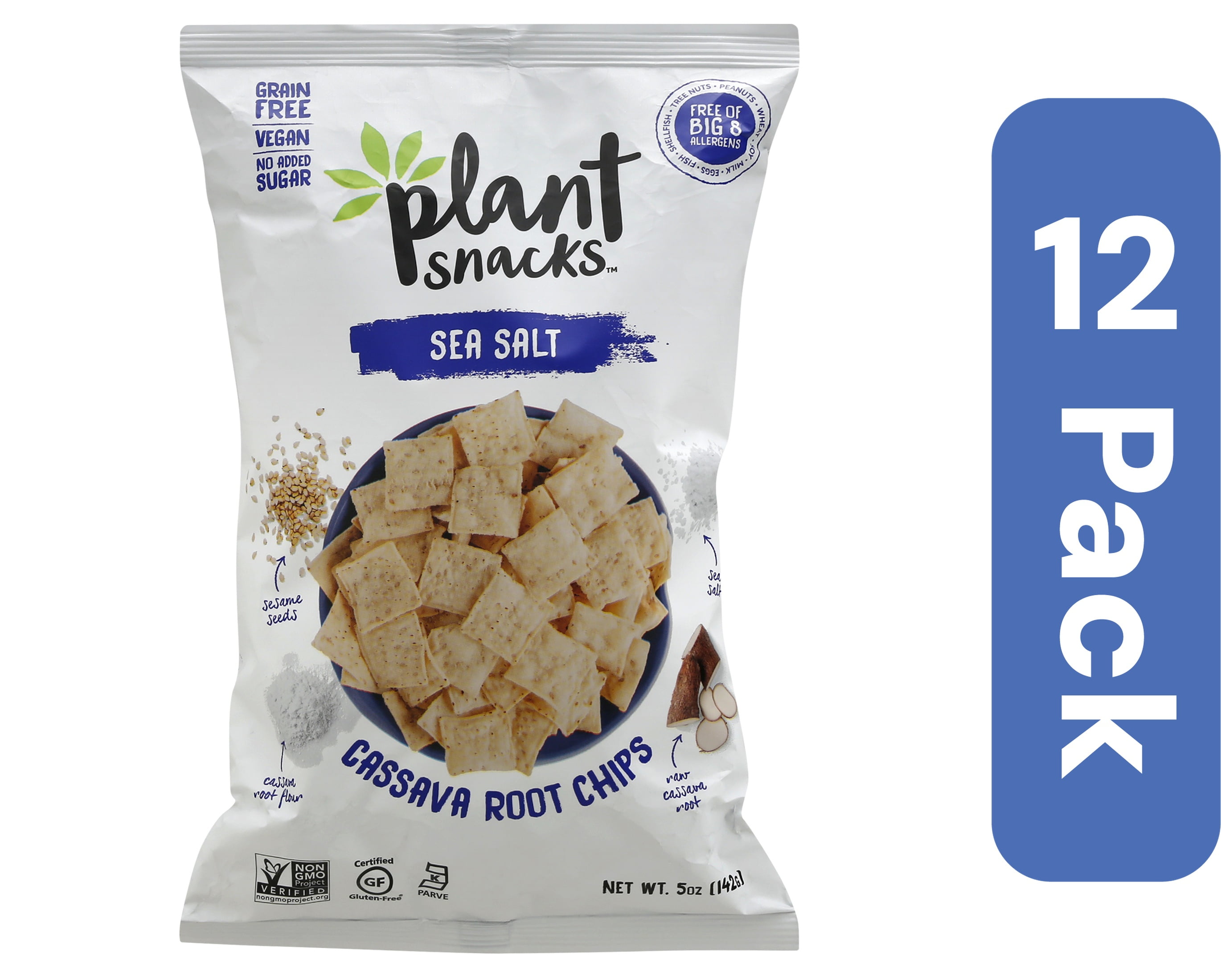 Plant Snacks Cassava Root Chips Sea Salt 5 oz (Pack Of 12) - Walmart.com