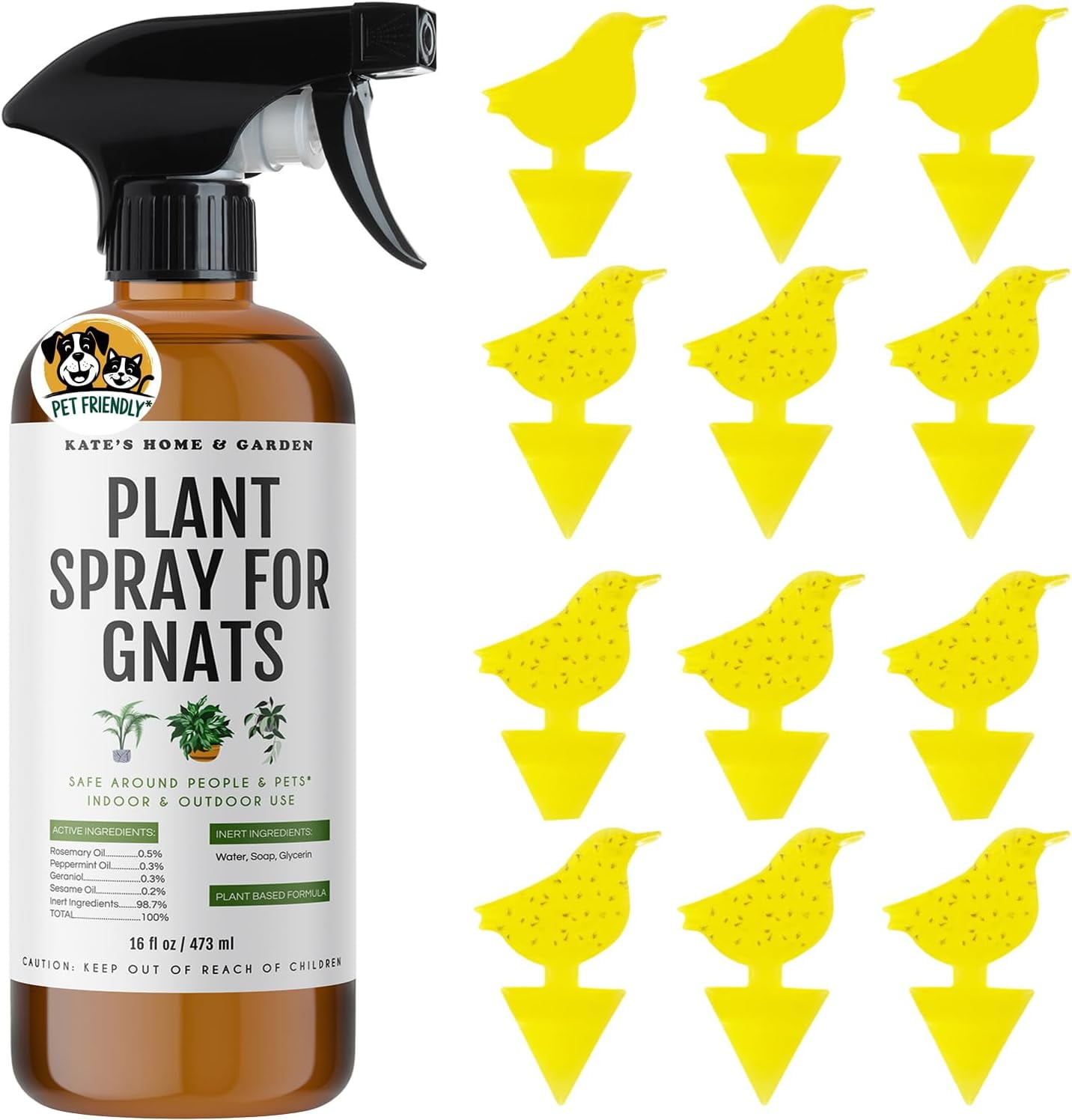 Plant Spray for Insects & Getting Rid of Gnats with 12 Sticky Traps ...