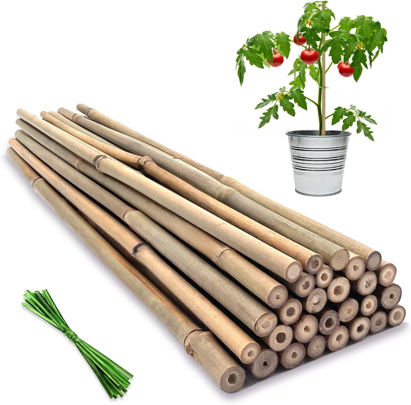 Plant Stakes,18 Inches Natural Garden Bamboo Sticks,20Pcs Plant Support ...