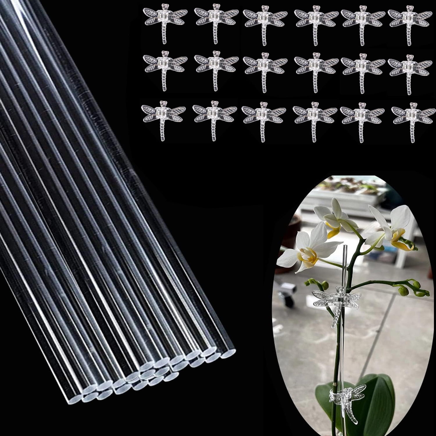 Plant Stakes,Bexikou 15.7inch 20Pcs Garden Sticks with 20 Pcs Clips ...