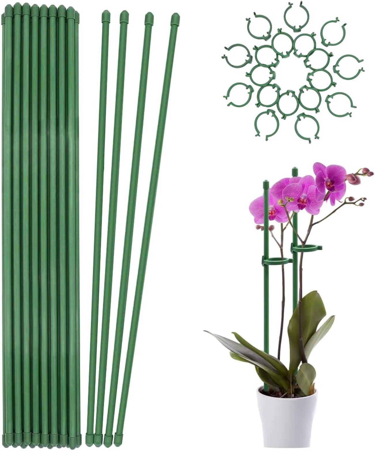 Plant Stakes,Happon19Pcs Green Adjustable Garden Single Stem Plant ...