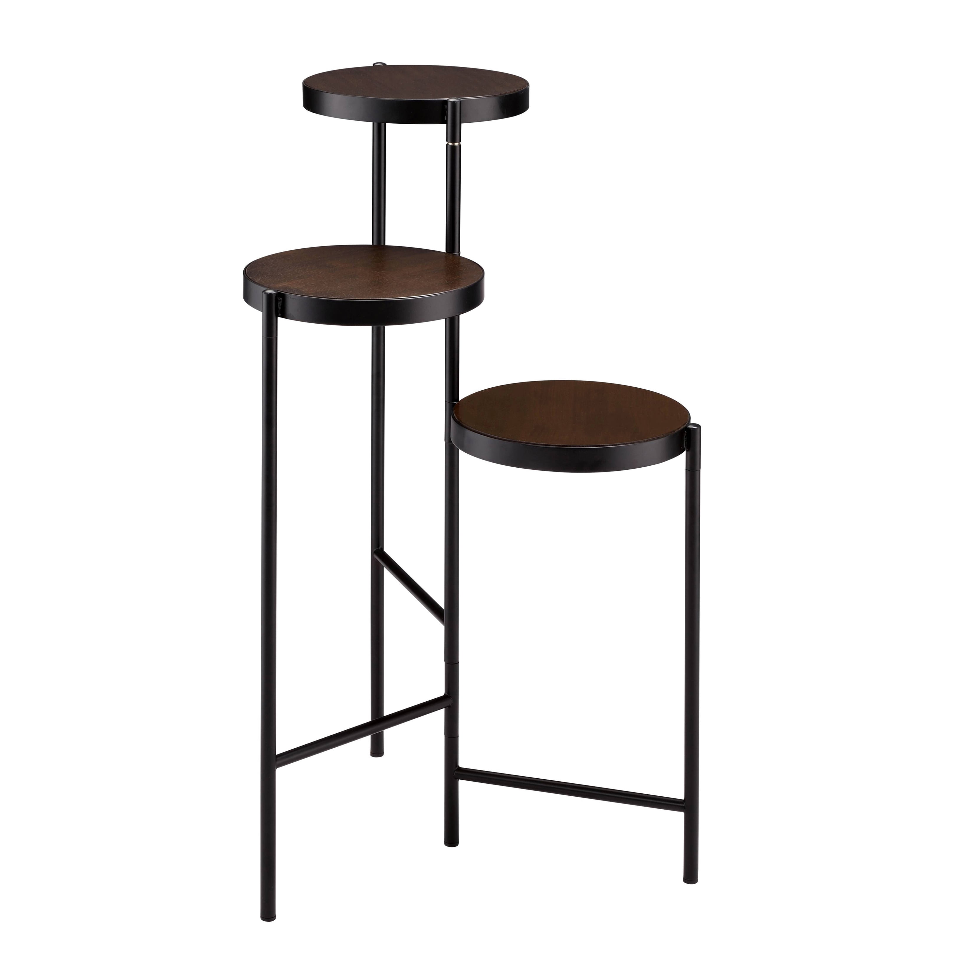 Plant Stand 3 Tier, Black Walnut Foldable Plant Shelf Indoor Outdoor ...