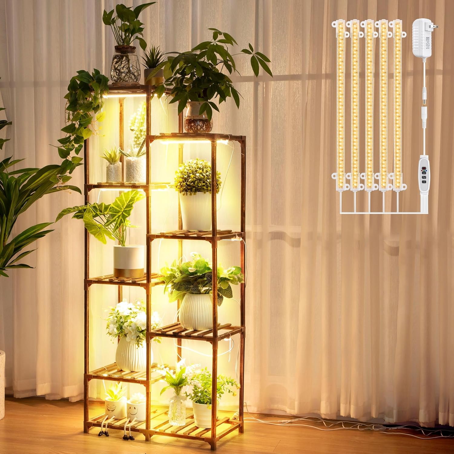 Plant Stand with Grow Light, 8 Tiered 62" Tall Indoor Plant Shelf for ...