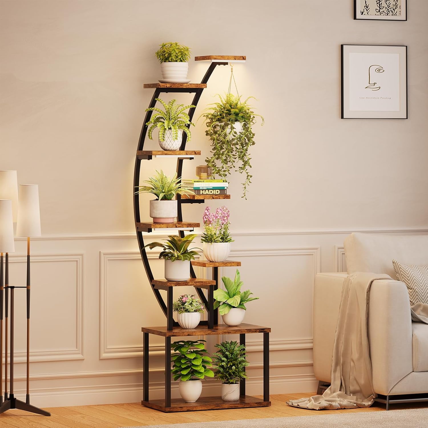 Plant Stand With Grow Light, 9 Tiered Tall Plant Stands Indoor, 62 ...