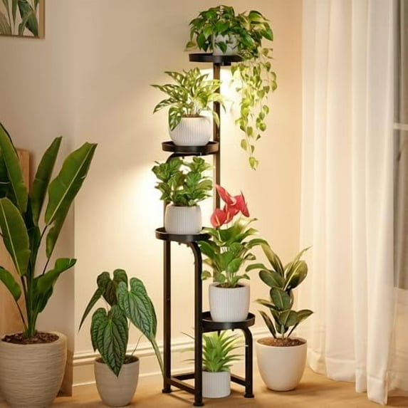 Plant Stand with Grow Light, Corner Metal Flower Pot Stands for ...