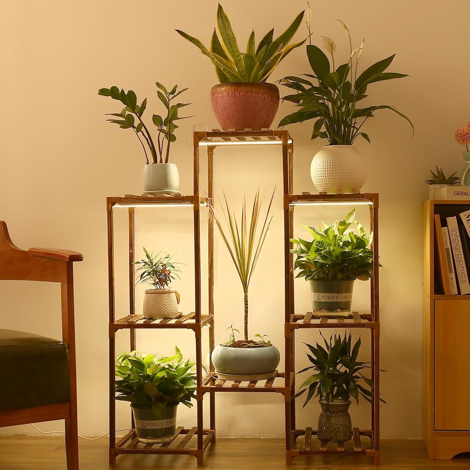 Plant Stand with Grow Light, Plant Shelf Indoor with Full Spectrum Led ...