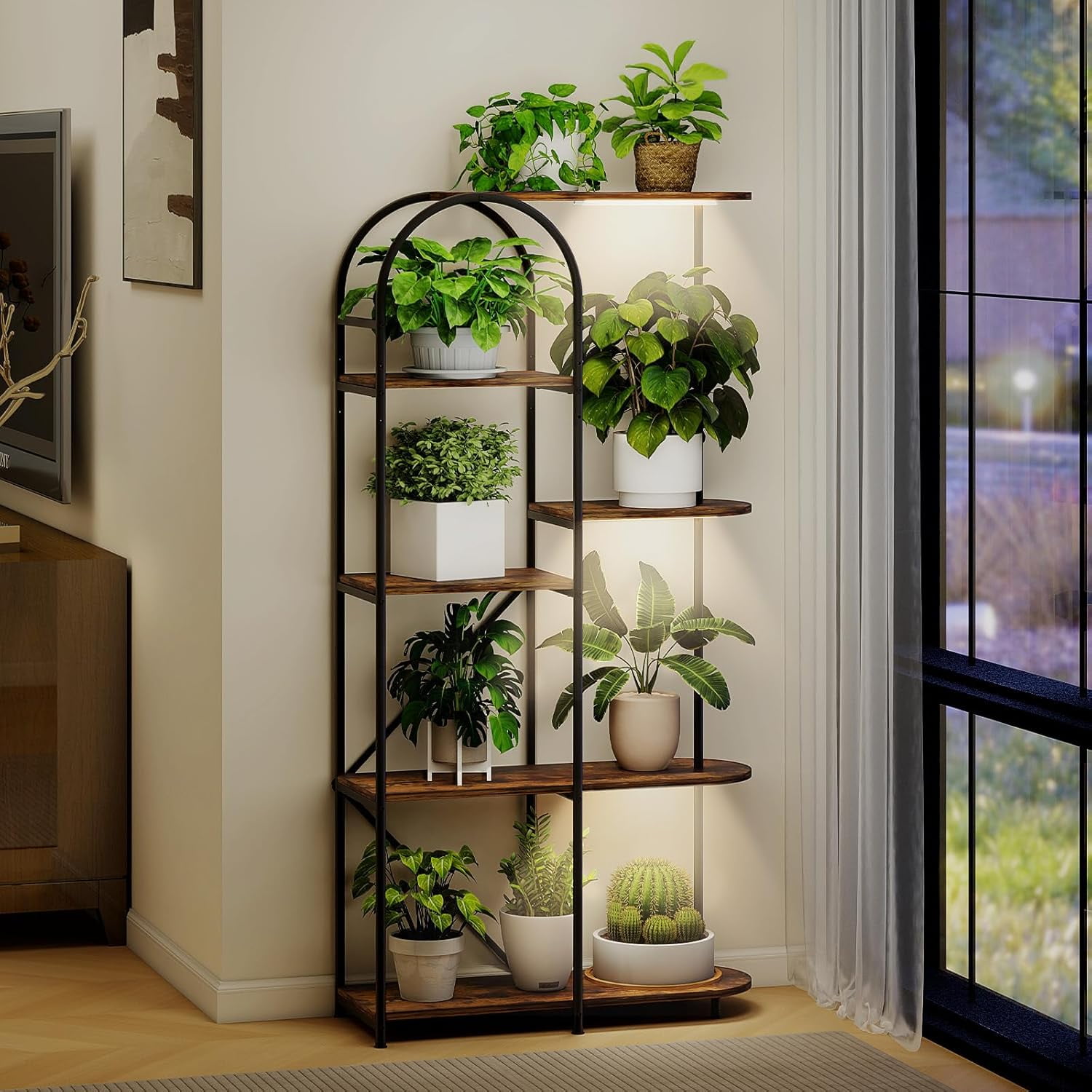 Plant Stand with Grow Lights, 6 Tier Plant Shelf Indoors, Corner Flower ...