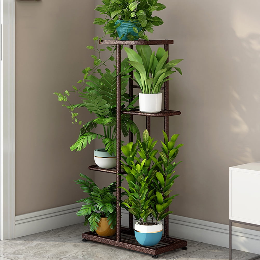 Plant Stand Indoor, 4 Tier Tall Metal Plant Shelf Holder Corner Tiered ...