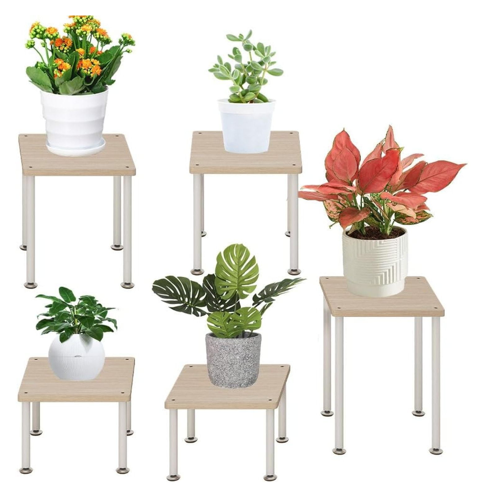 Plant Stand Indoor 5 Pack Metal Shelf Corner Display Rack Stackable and ...