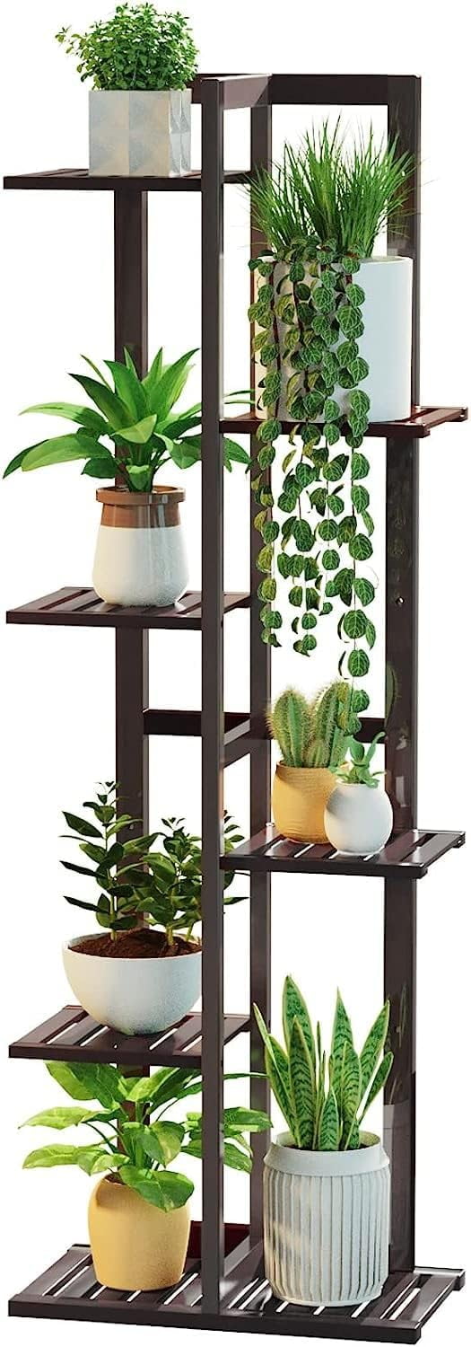 Plant Stand Indoor 6 Tier, Bamboo Plant Shelf Corner Display Rack, 46 ...
