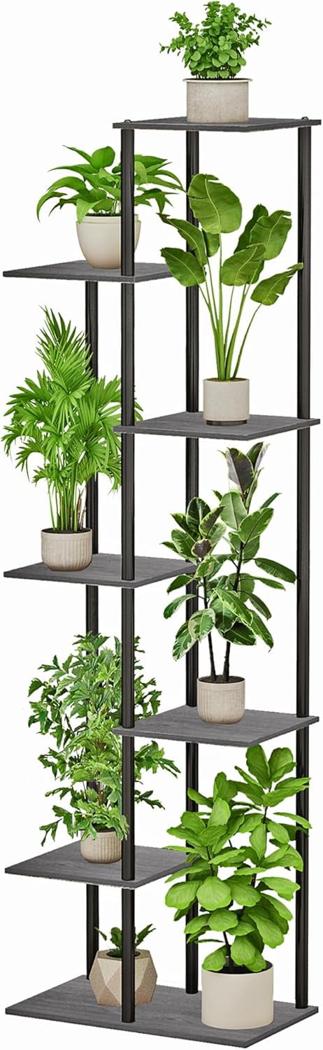Plant Stand Indoor 7 Tier 8 Potted Metal Wood Plant Shelf, Multiple ...