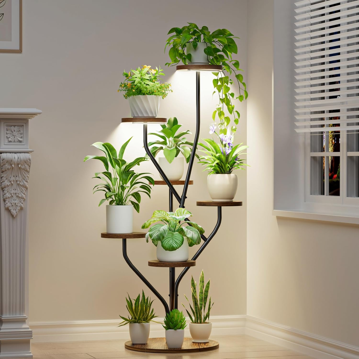 Plant Stand Indoor, Corner Plant Stand with Grow Lights - Tree-Shaped 7 ...