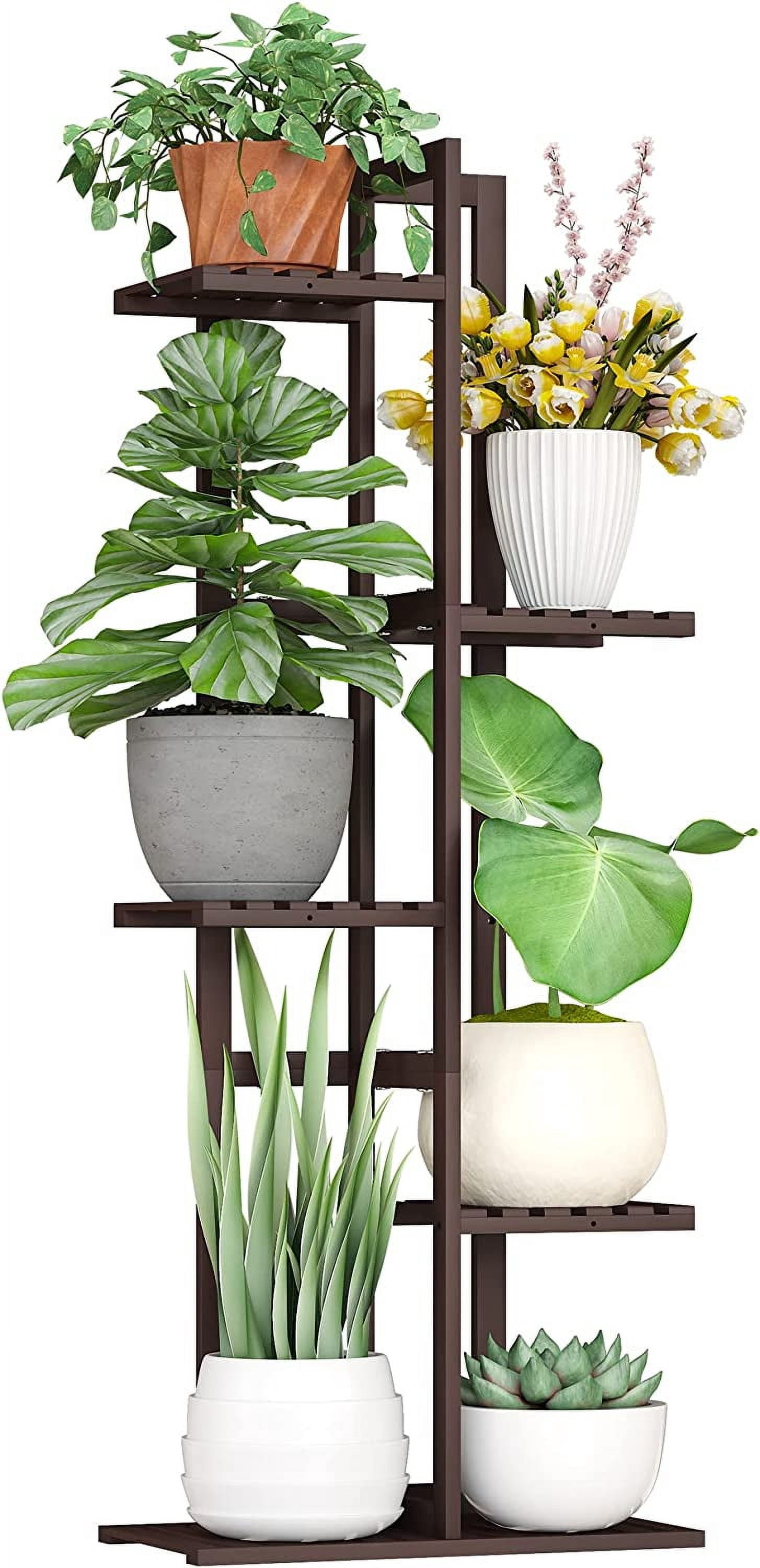 Plant Stand For Indoor Corner Tall Plant Shelf 6 Potted Flower Bamboo ...