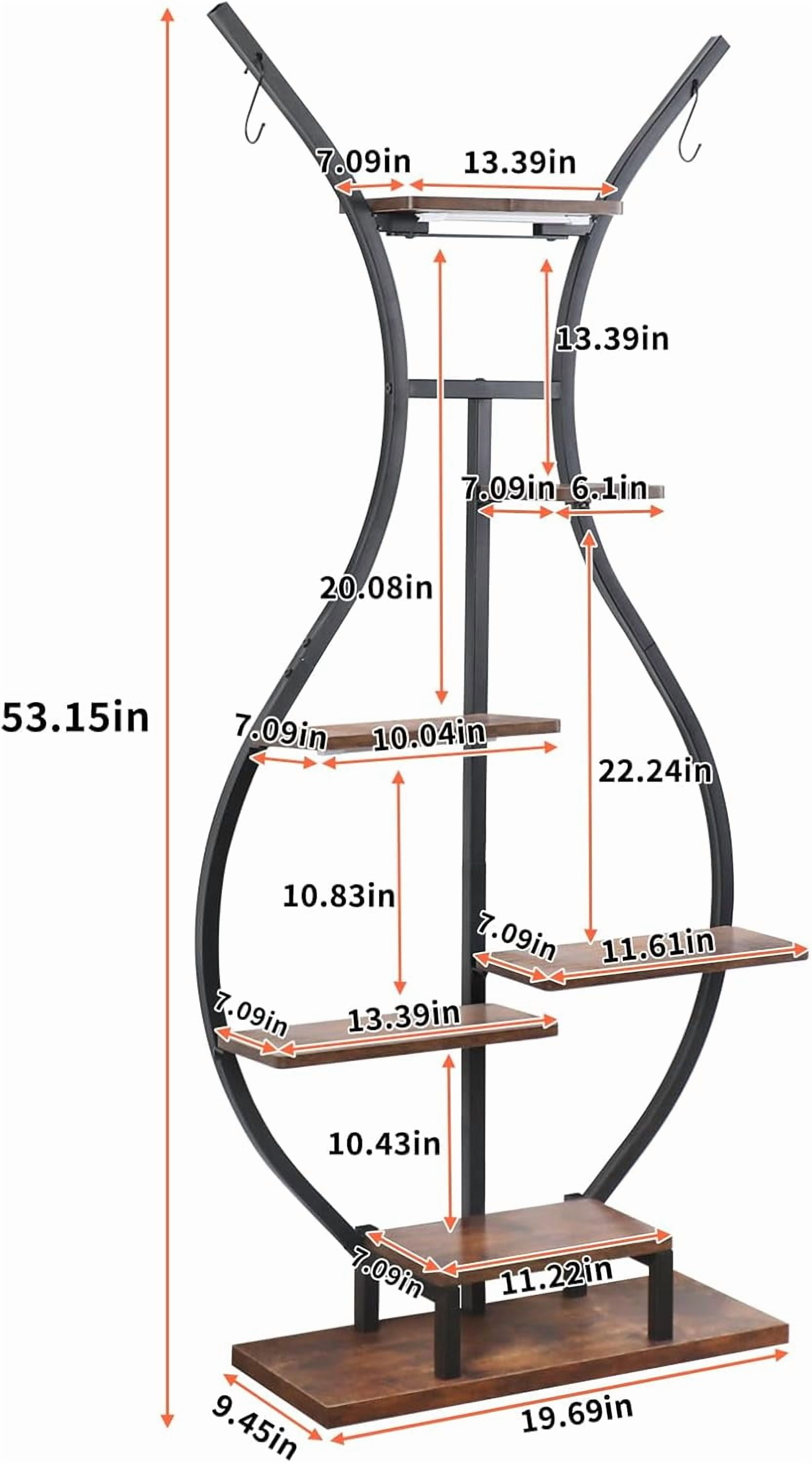 Plant Stand Indoor with Grow Light 4 Bars 53 inch Metal Plant Shelf ...