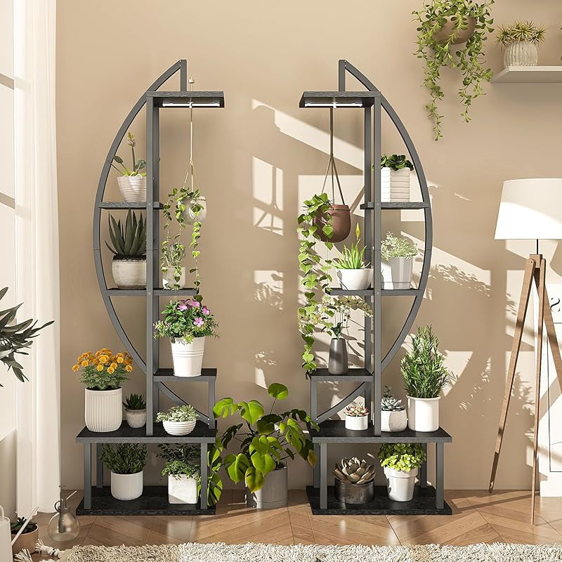 Plant Stand Indoor with Grow Light, 6 Tiered Metal Rack for Half Moon ...