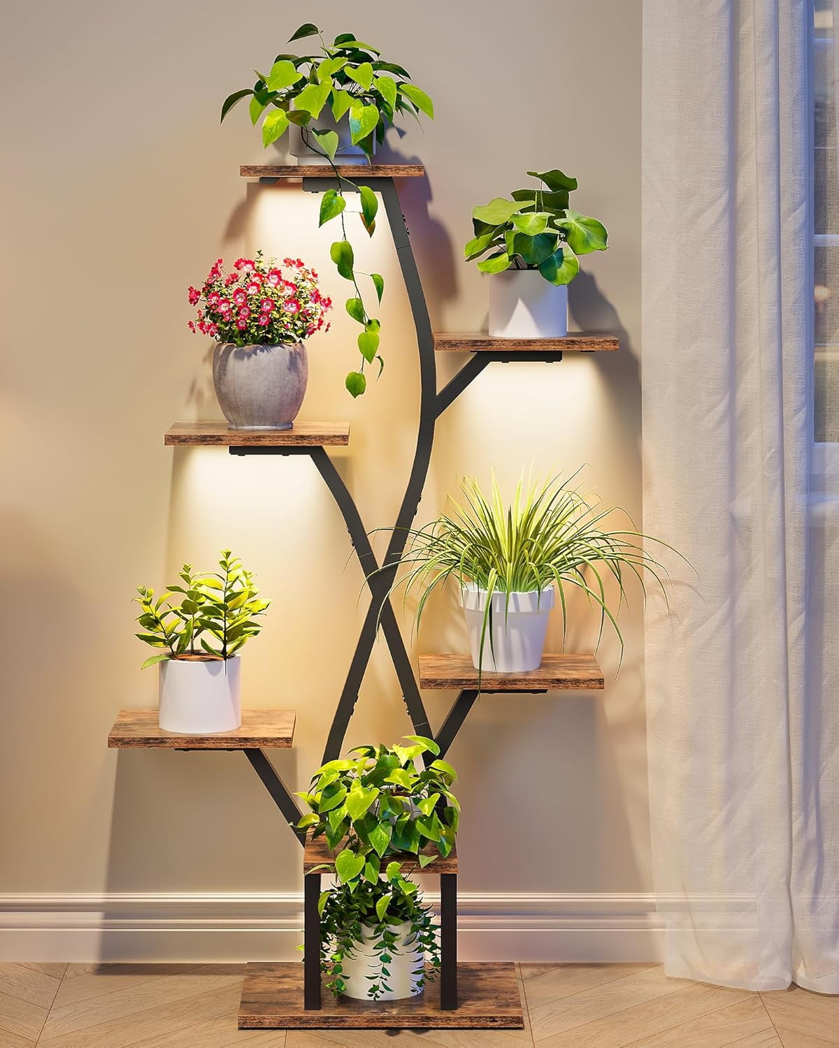 Plant Stand Indoor with Grow Light, 7-Tier Flower Plant Holder, 46.5 ...