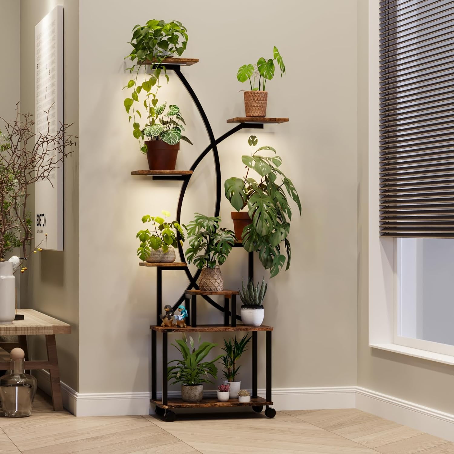 Plant Stand Indoor with Grow Light, 8 Tiered Tall Plant Shelf for ...