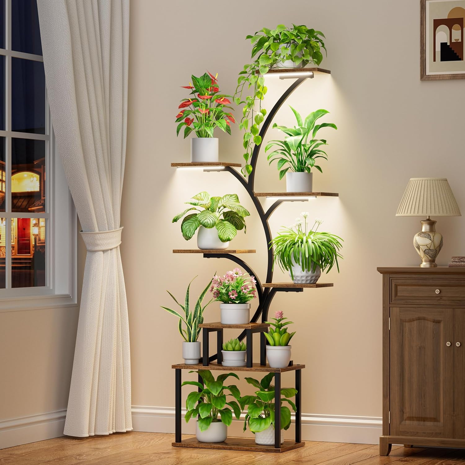 Plant Stand Indoor with Grow Light, 8-Tiered Tall Plant Stands for ...