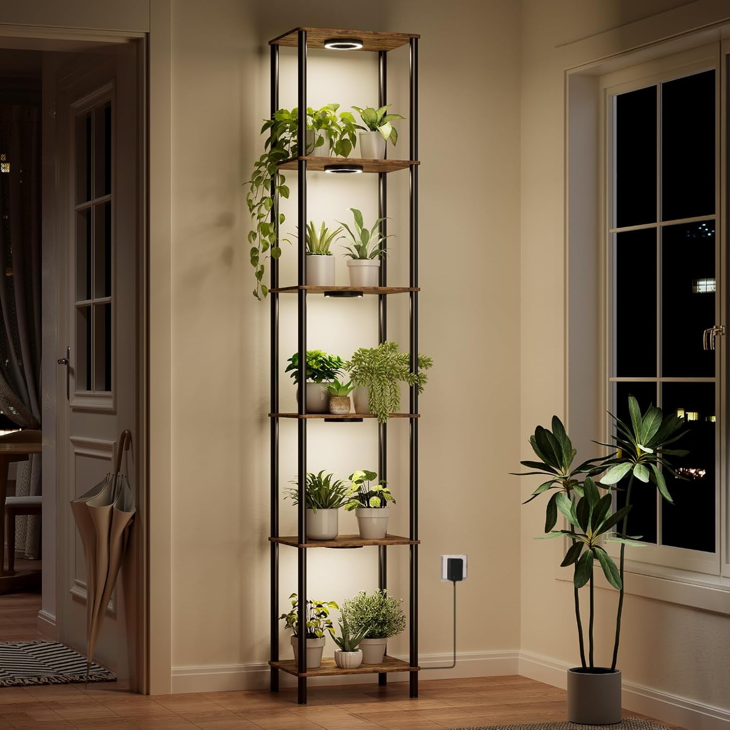 Plant Stand Indoor with Grow Light, 81.3" Tall Indoor Plant Shelf, 6 ...