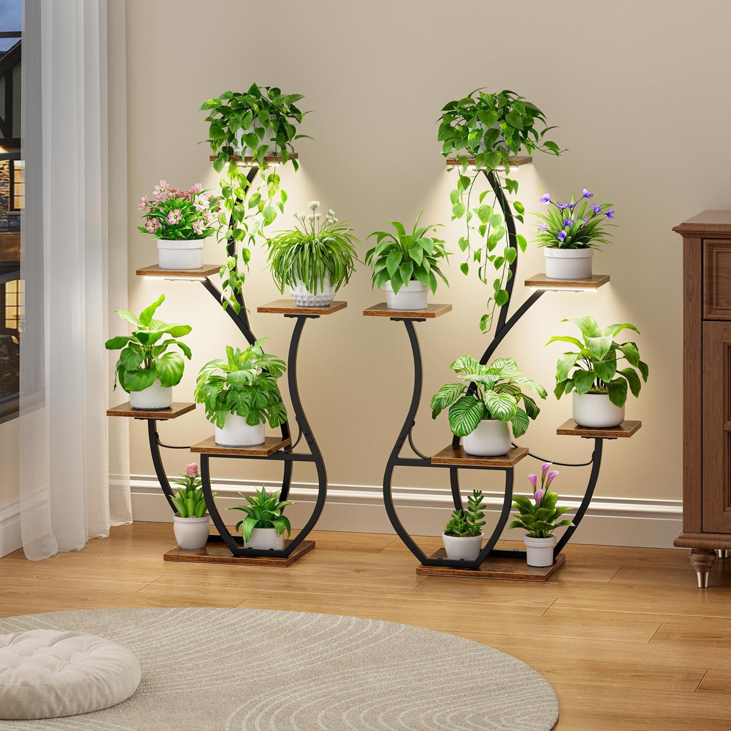 Plant Stand Indoor with Grow Lights - 2 Pack Indoor Plant Shelf, 6 ...