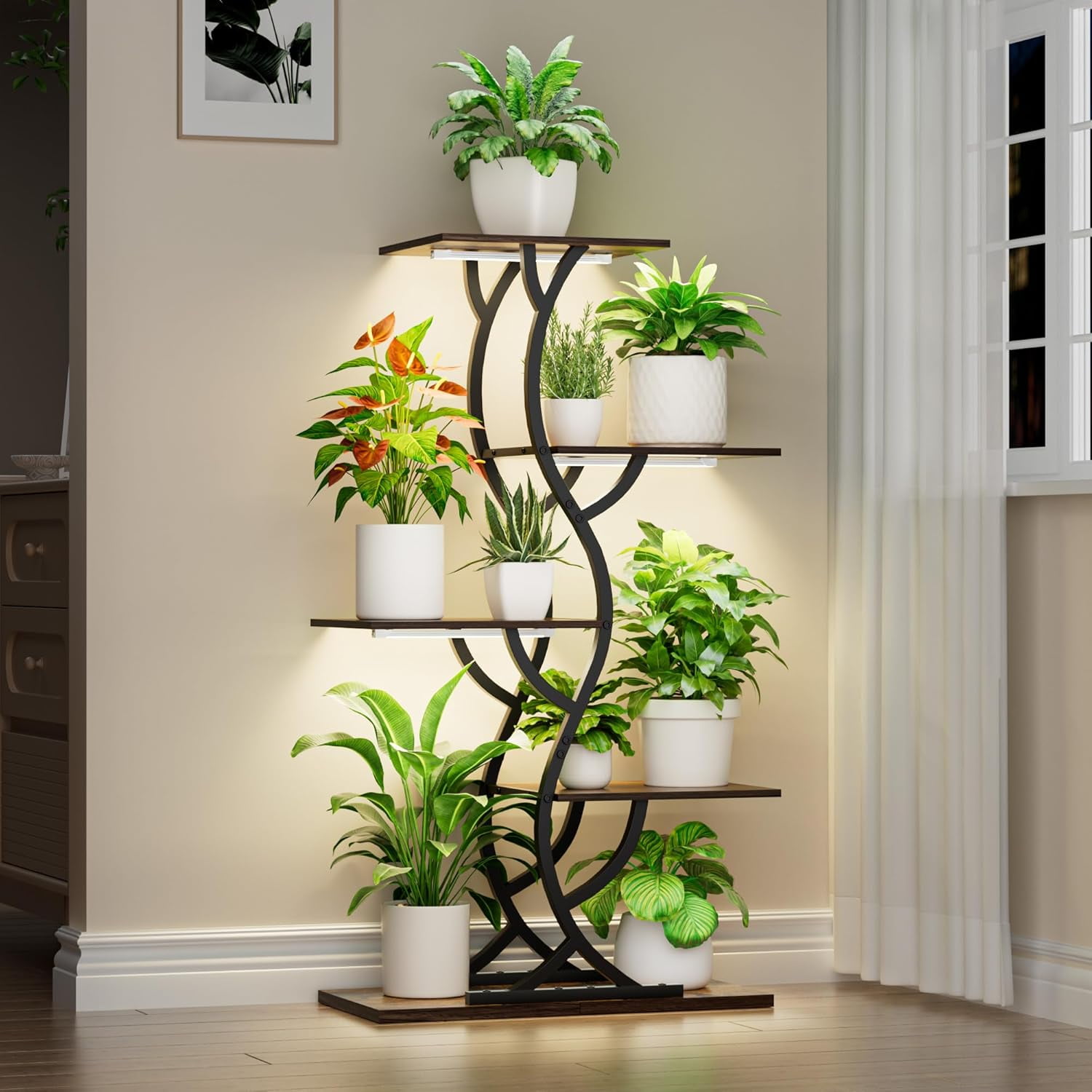 Plant Stand Indoor with Grow Lights - 44" Tall Corner Plant Stands for ...