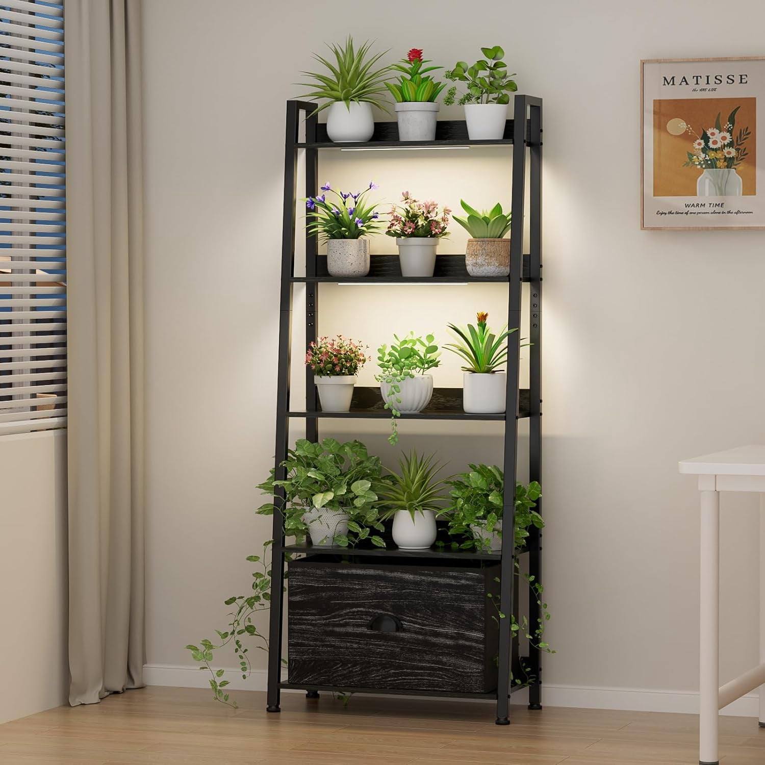 Plant Stand Indoor with Grow Lights, 5 Tier Wide Plant Shelf, 63" Tall ...