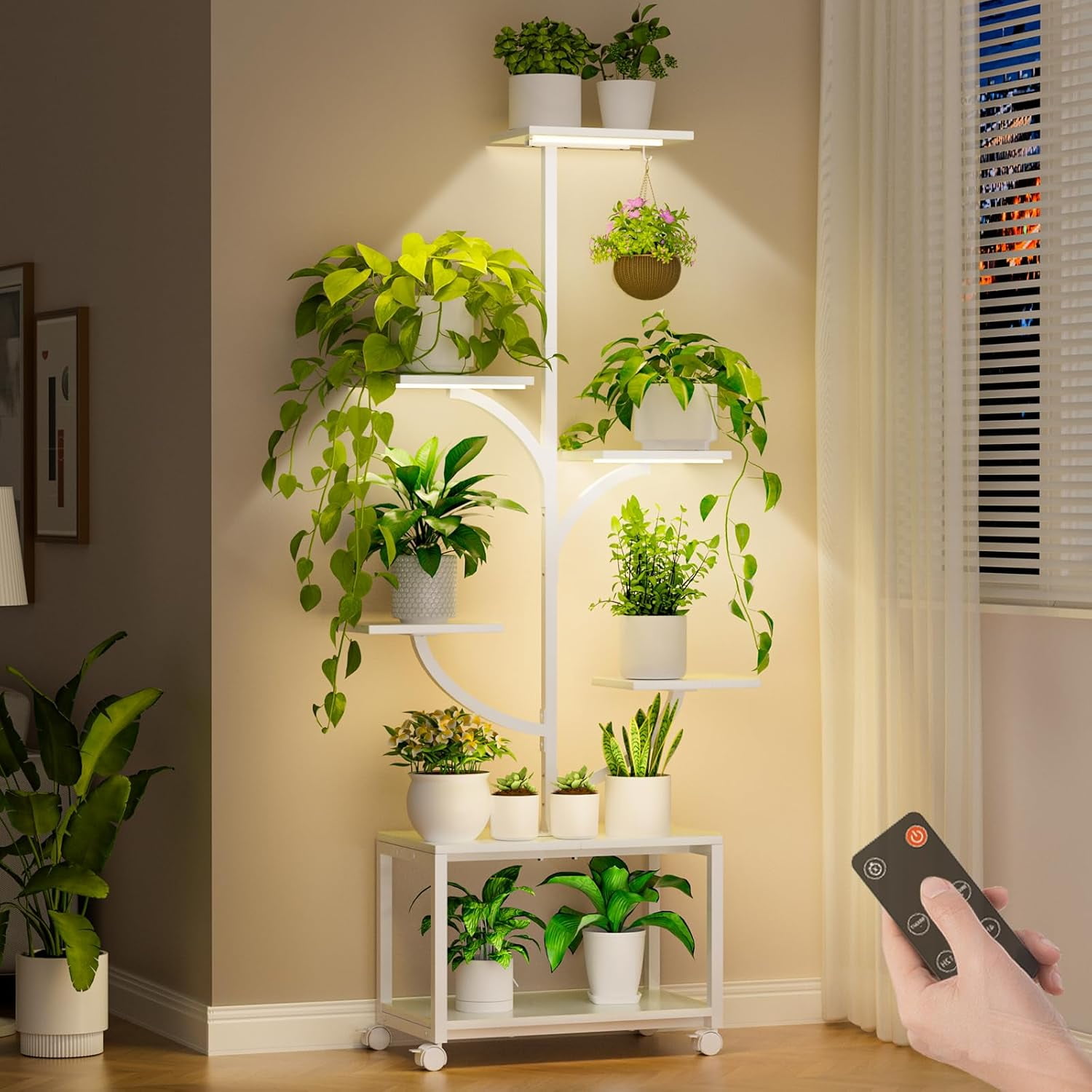 Plant Stand Indoor with Grow Lights, 60" Tall 7-Tier Metal Plant Stand ...