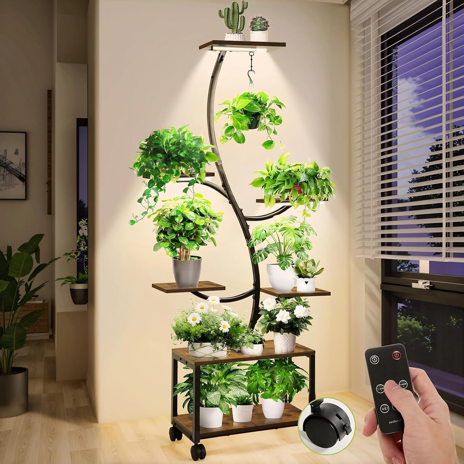 Plant Stand Indoor with Grow Lights, 62" Plant Stand Idoor with Locking ...