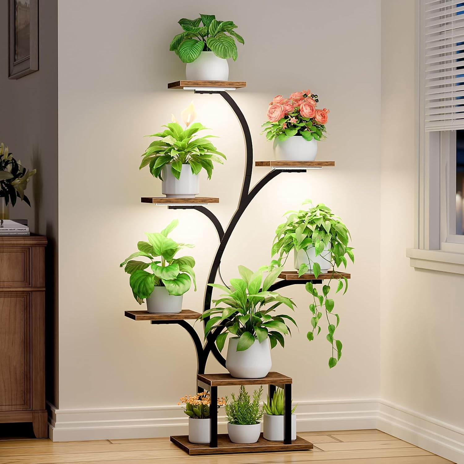 Plant Stand Indoor with Grow Lights, 7 Tiered Indoor Plant Shelf, 49 ...