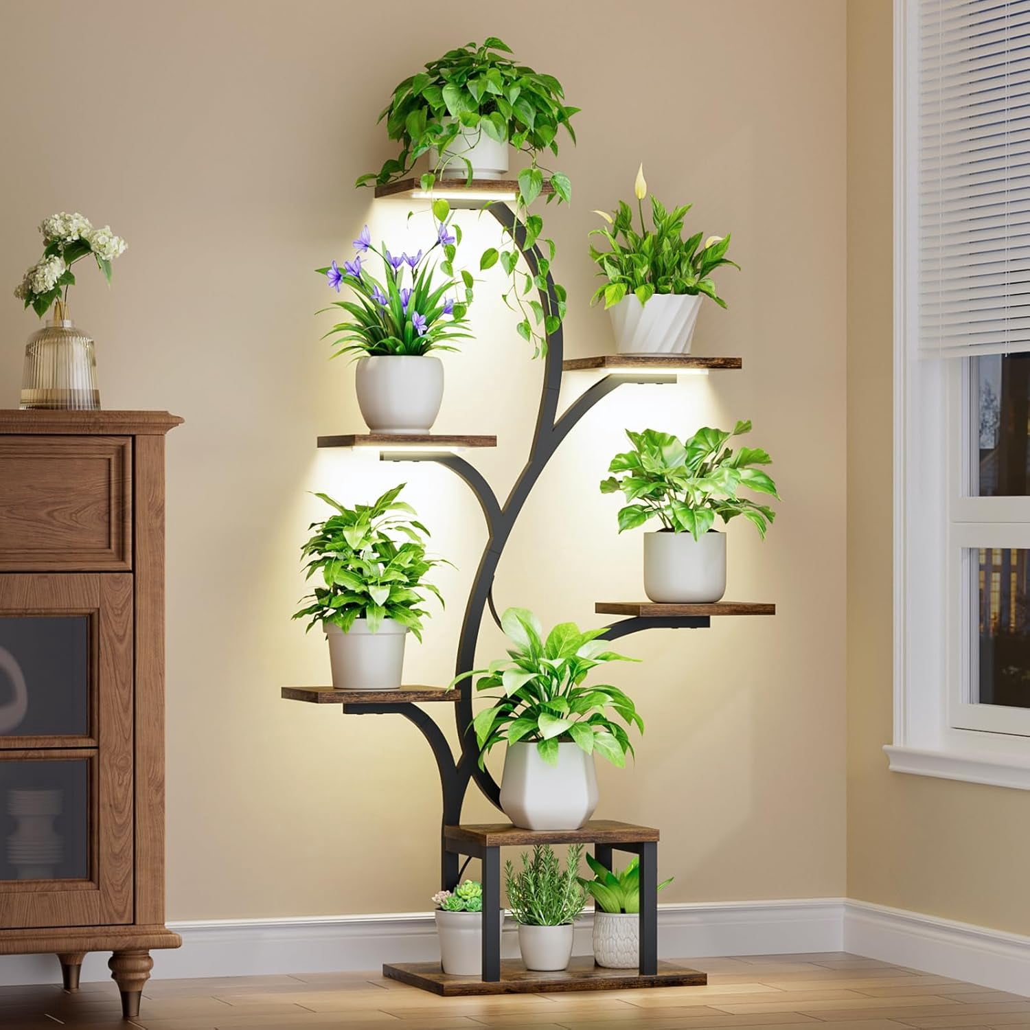 Plant Stand Indoor with Grow Lights, 7 Tiered Indoor Plant Shelf, 49 ...