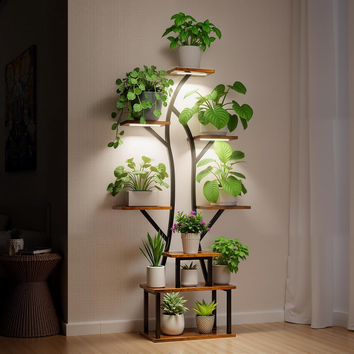 Plant Stand Indoor with Grow Lights, 7 Tiered Indoor Plant Shelf with ...
