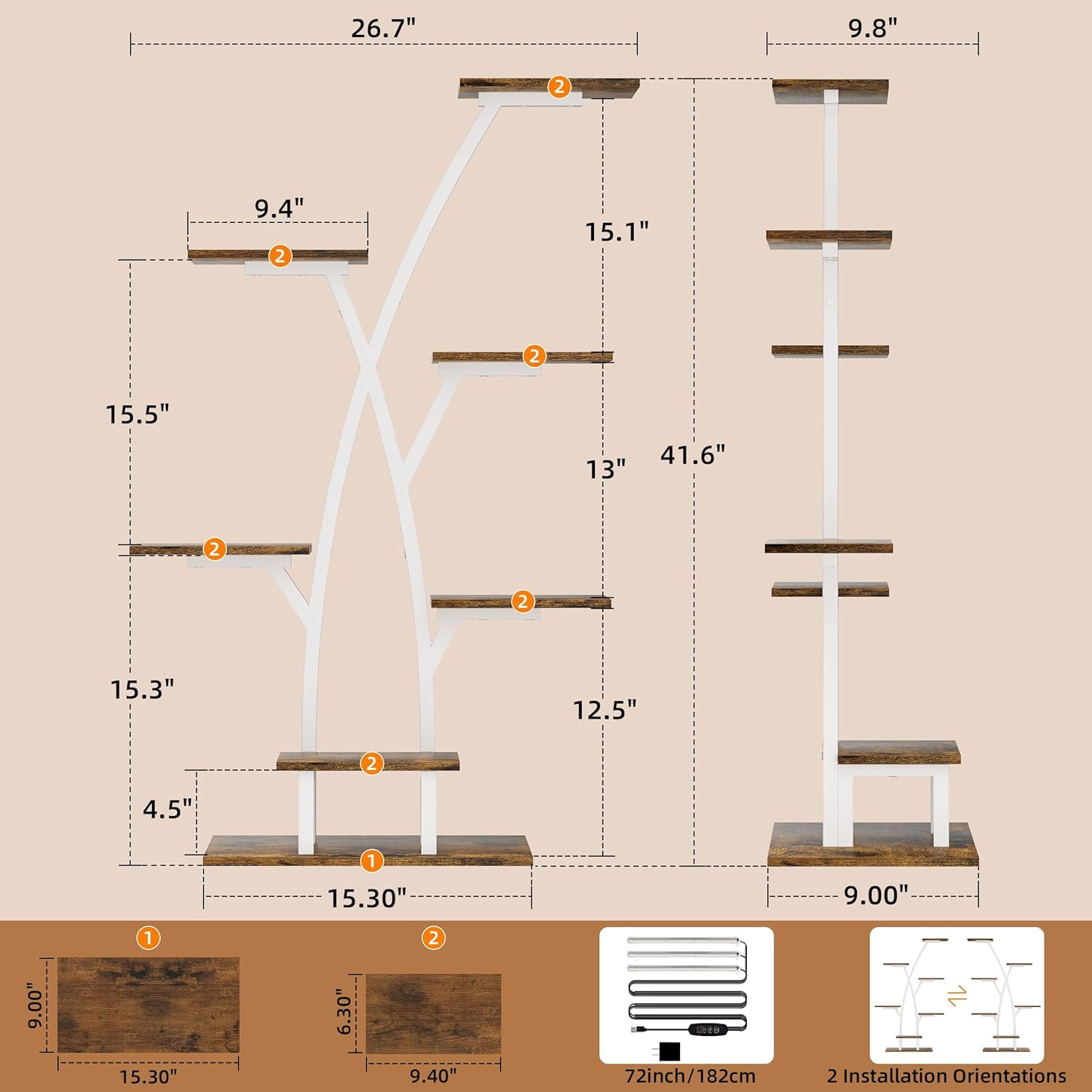 Plant Stand Indoor with Grow Lights - 7 Tiered Plant Shelf Indoor ...
