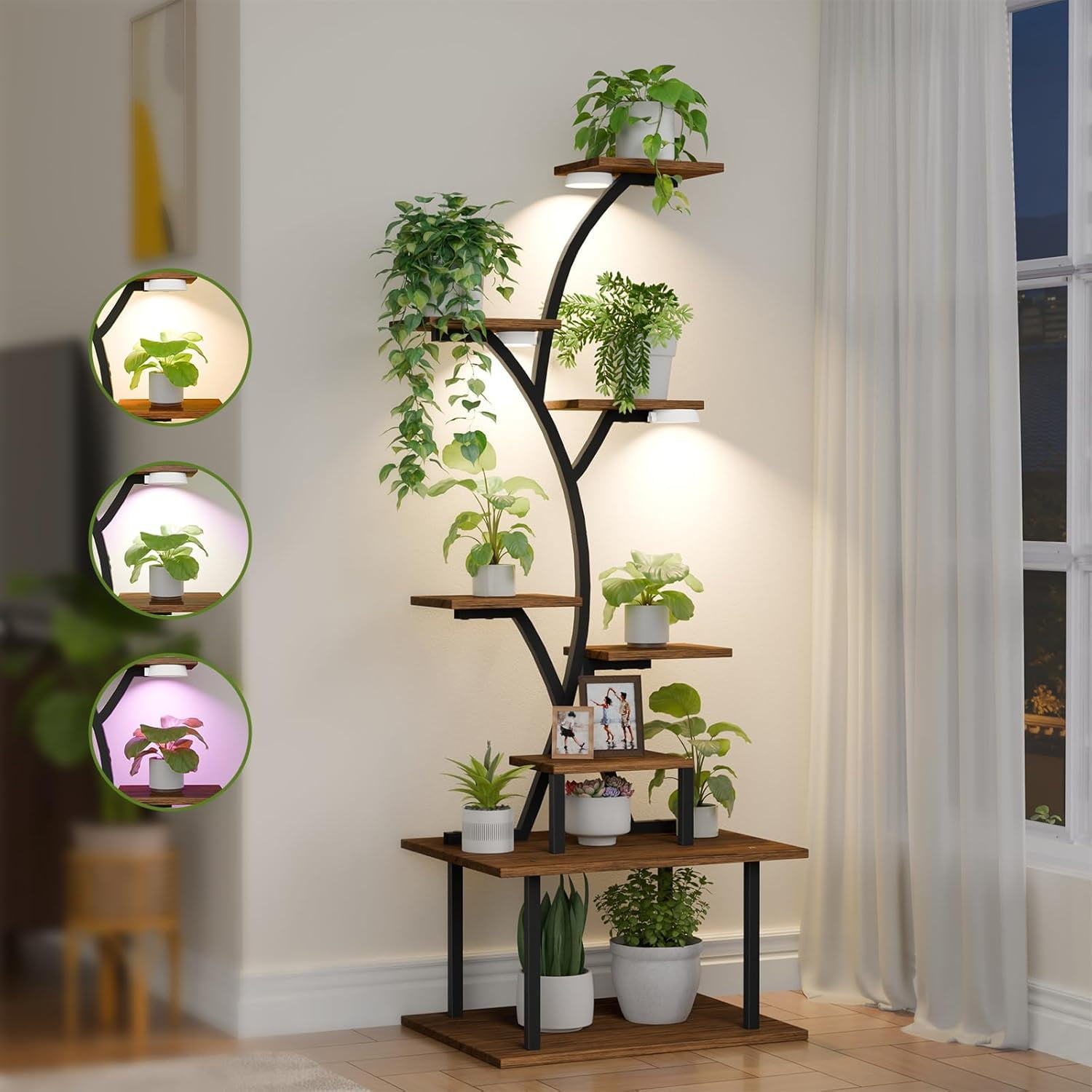 Plant Stand Indoor with Grow Lights, 8 Tier 54.7" Metal Plant Shelf for ...