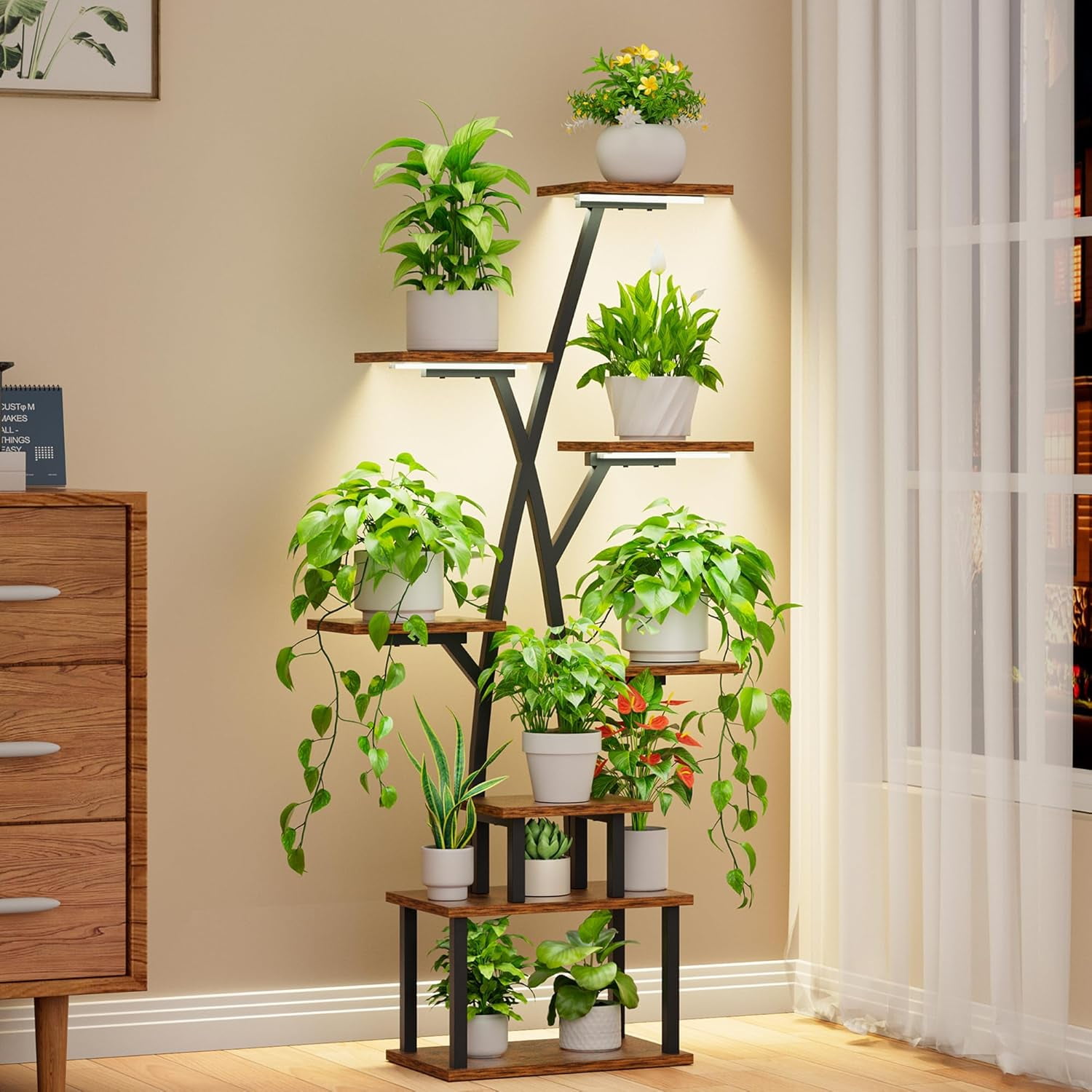 Plant Stand Indoor with Grow Lights - 8 Tier Indoor Plant Shelf, Corner ...