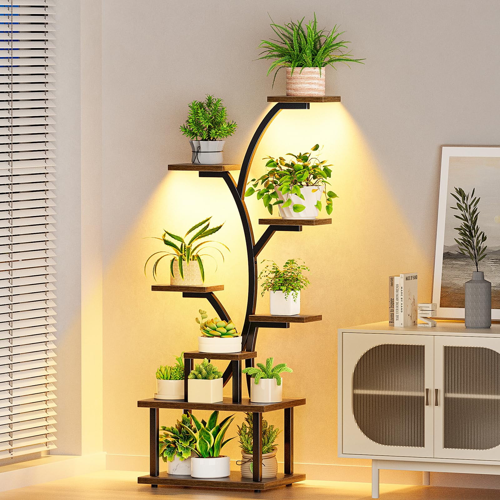 Plant Stand Indoor with Grow Lights, 8 Tier Multiple Plant Shelf, 56.7 ...
