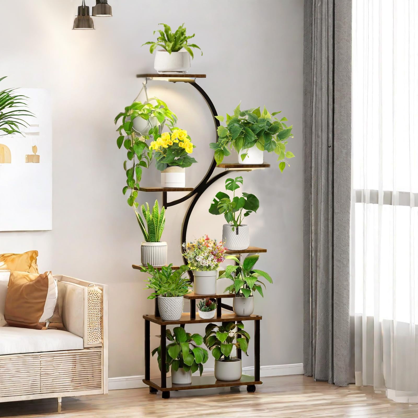 Plant Stand Indoor with Grow Lights, 8 Tiered Indoor Plant Shelf, 61 ...