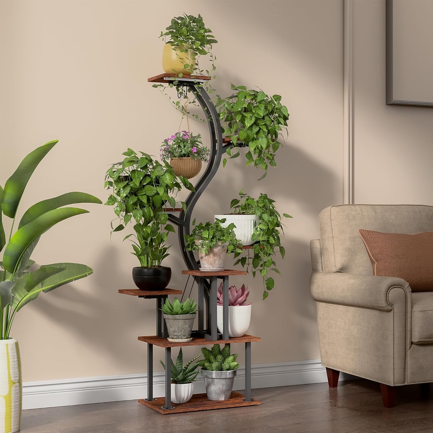 Plant Stand Indoor with Grow Lights, 8 Tiered Metal Plant Shelf, 61 ...
