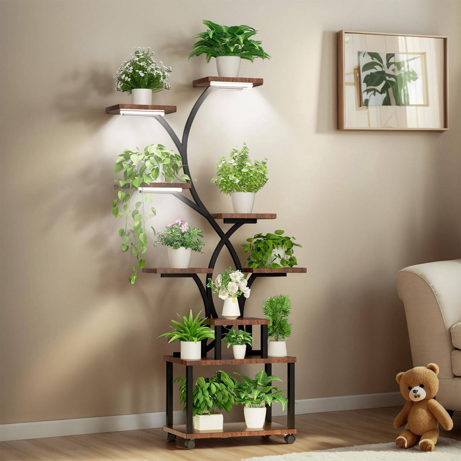Plant Stand Indoor with Grow Lights, 8 Tiered Plant Shelves 63