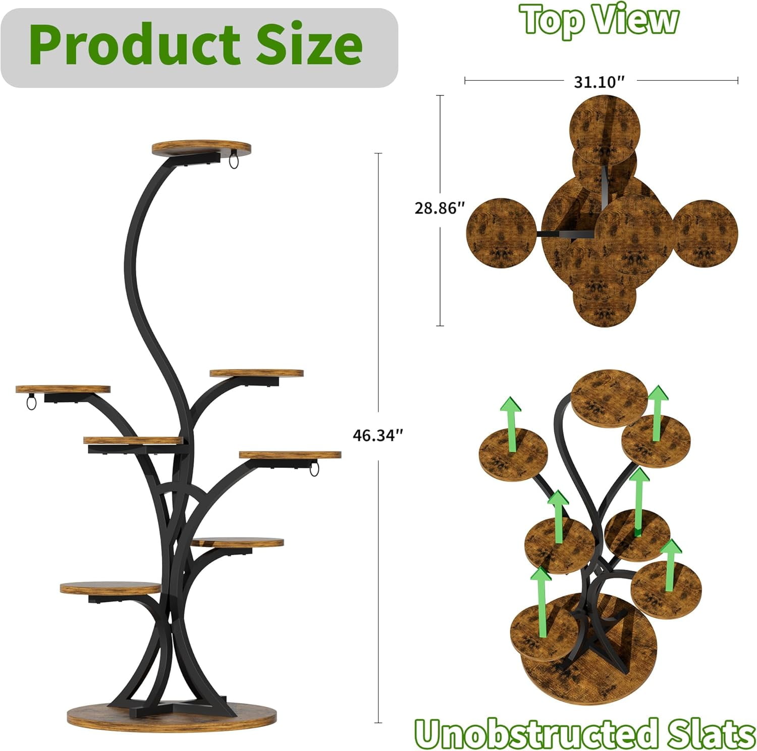 Plant Stand Indoor with Grow Lights - 8 Tiered Tree-Shaped .3" Tall ...