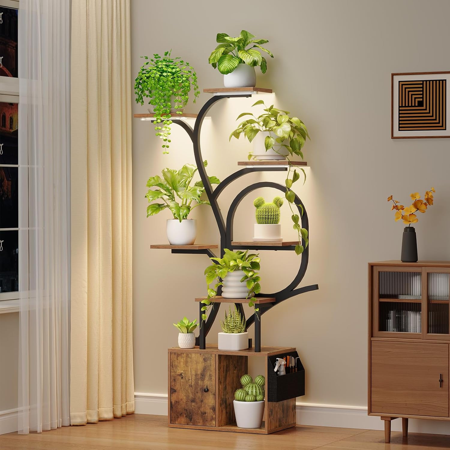 Plant Stand Indoor with Grow Lights, 9-Tier Corner Plant Holder with ...