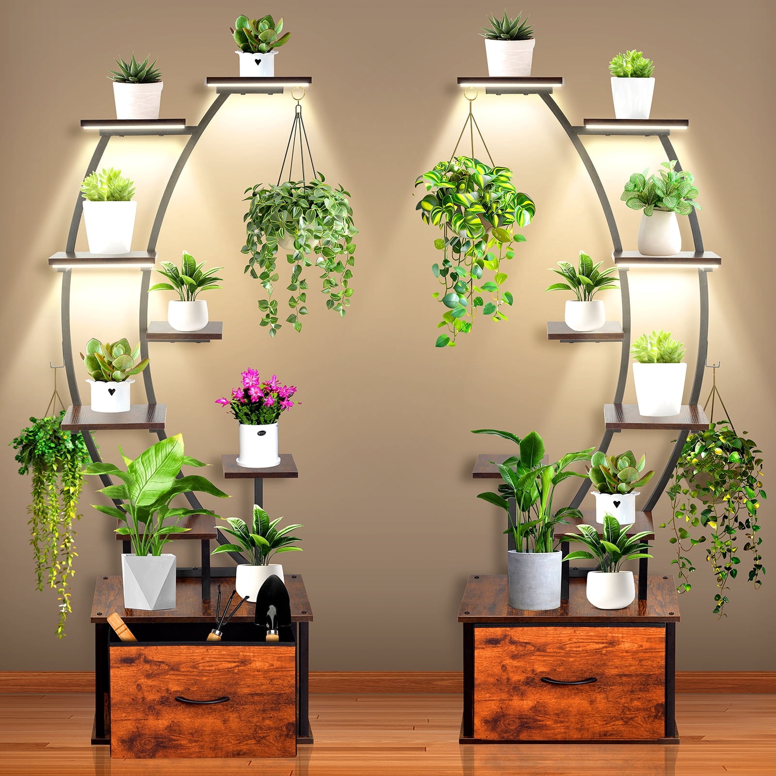 Plant Stand Indoor with Grow Lights, 9-Tiered 62" Tall Plant Shelf for ...