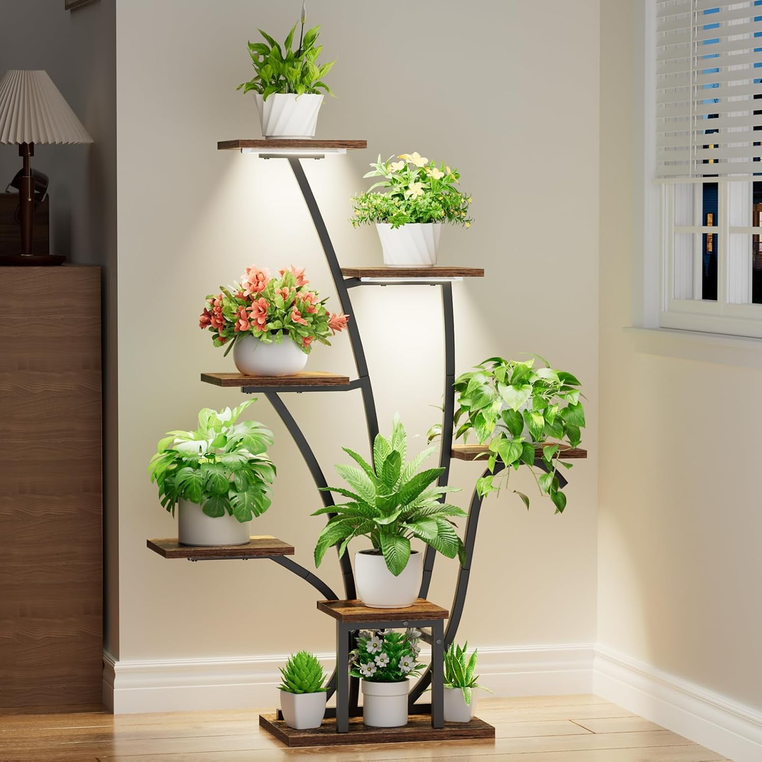 Stand Indoor with Grow Lights - Corner Plant Shelf Indoor, 43" Tall ...