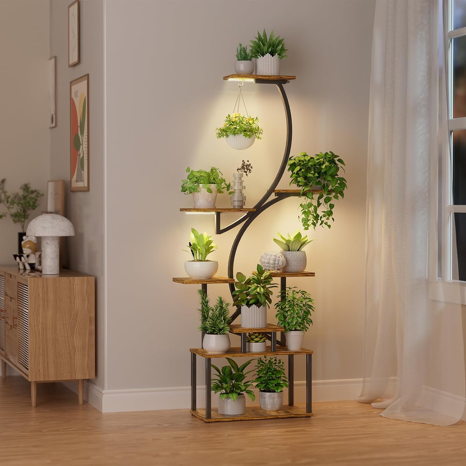 Plant Stand Indoor with Grow Lights, Heavy Duty 8 Tier Tall Plant Shelf ...