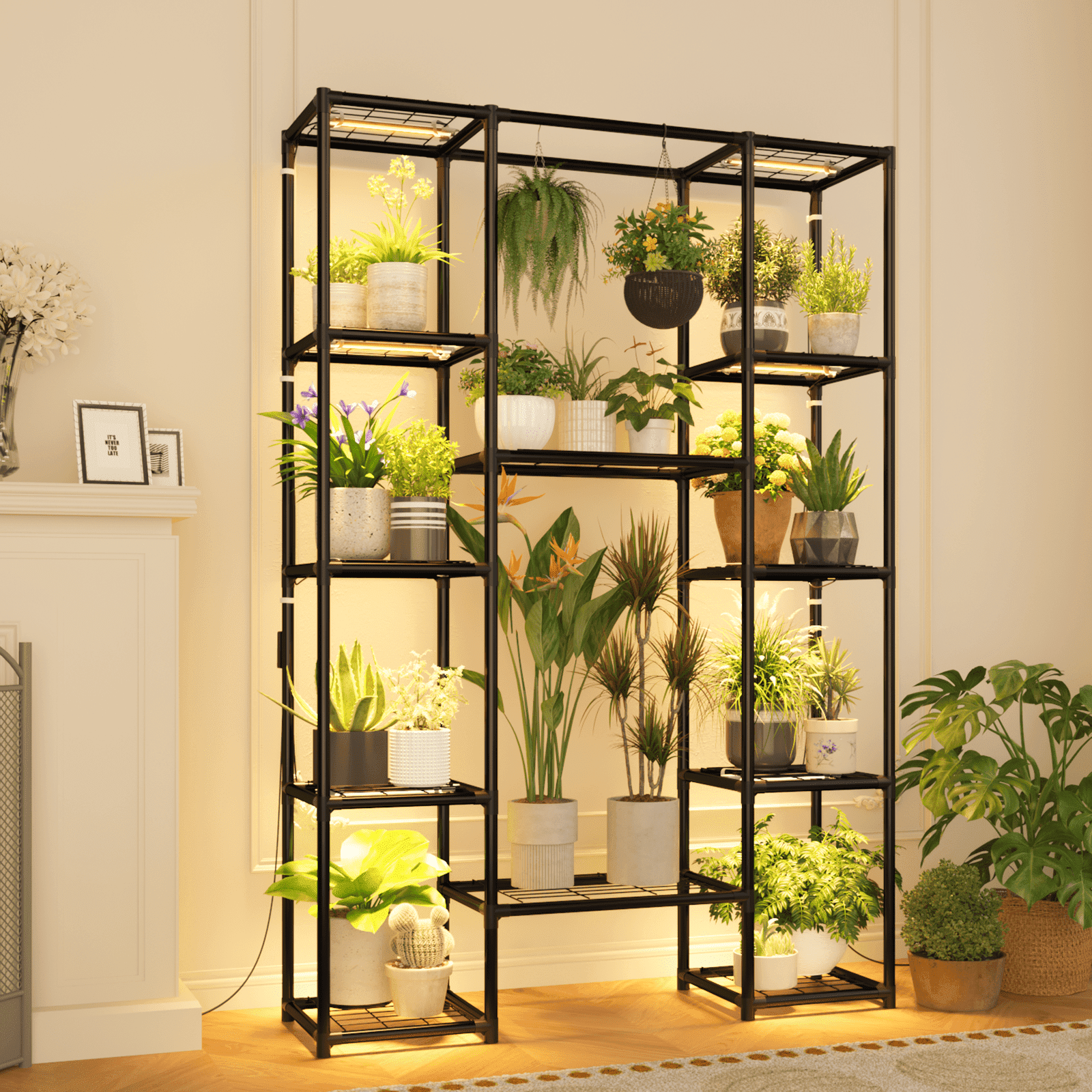 GENTINGBRO Indoor Plant Stand with Grow Lights, Waterproof Large Metal ...