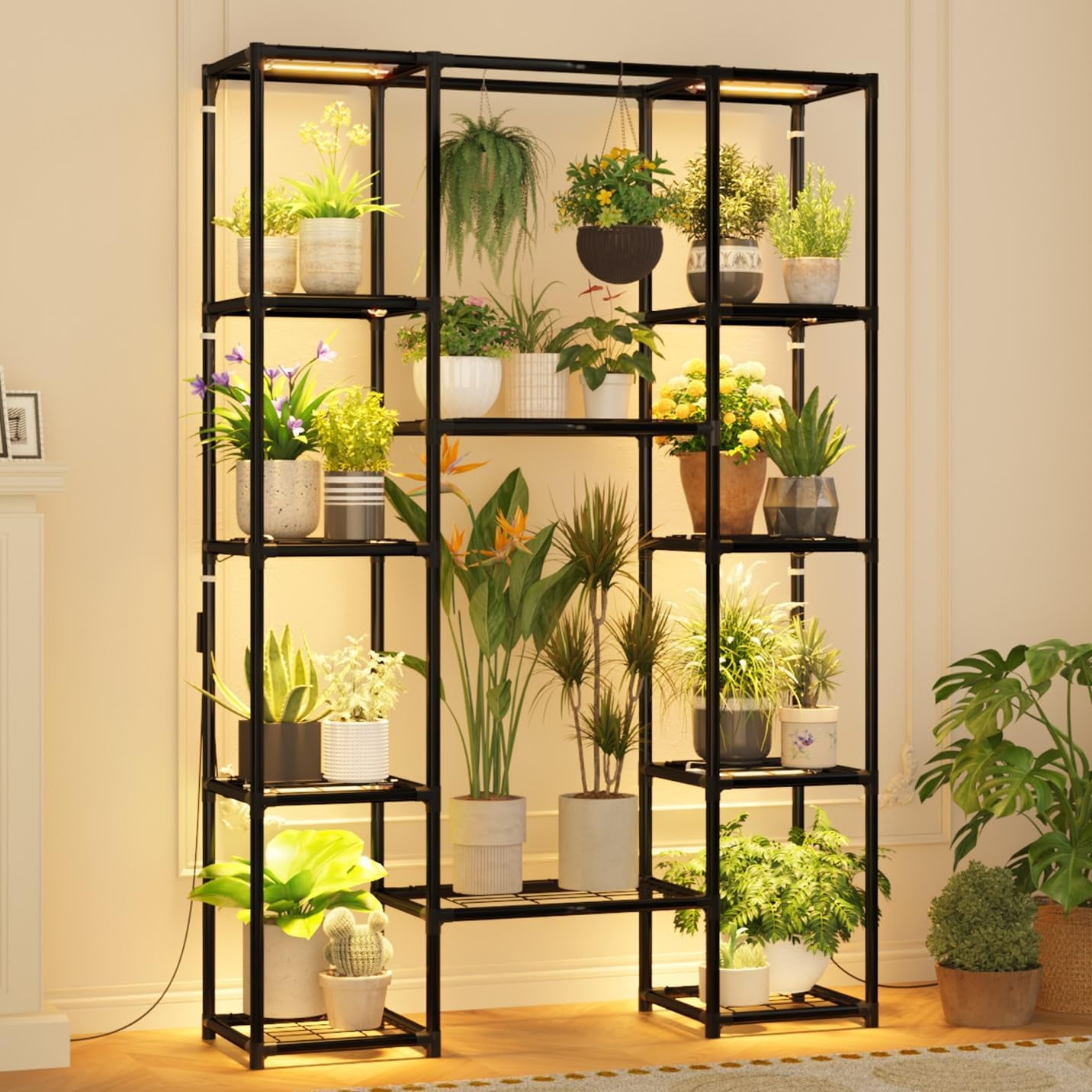 Plant Stand Indoor with Grow Lights Large Plant Shelf Plant Cabinet ...