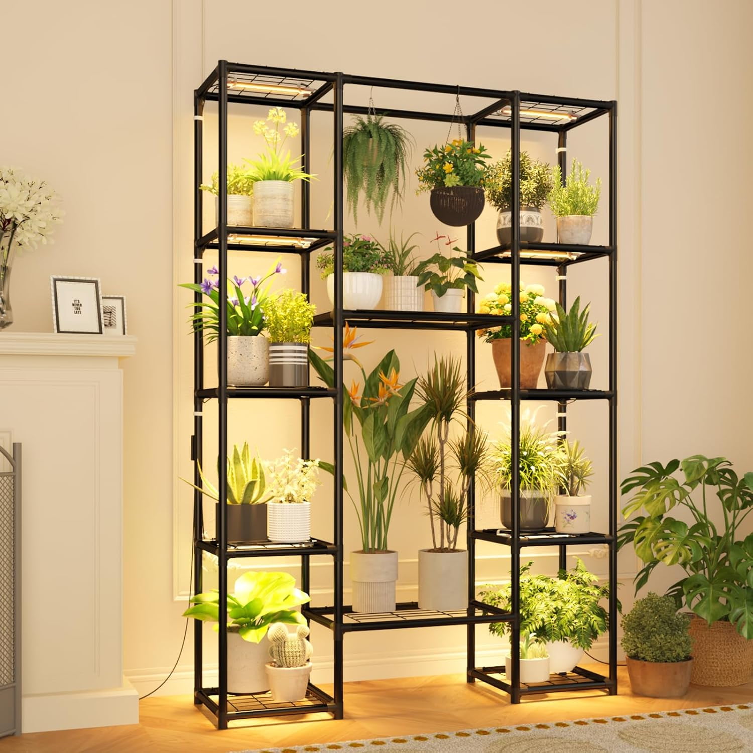 Plant Stand Indoor with Grow Lights Large Plant Shelf Plant Cabinet ...