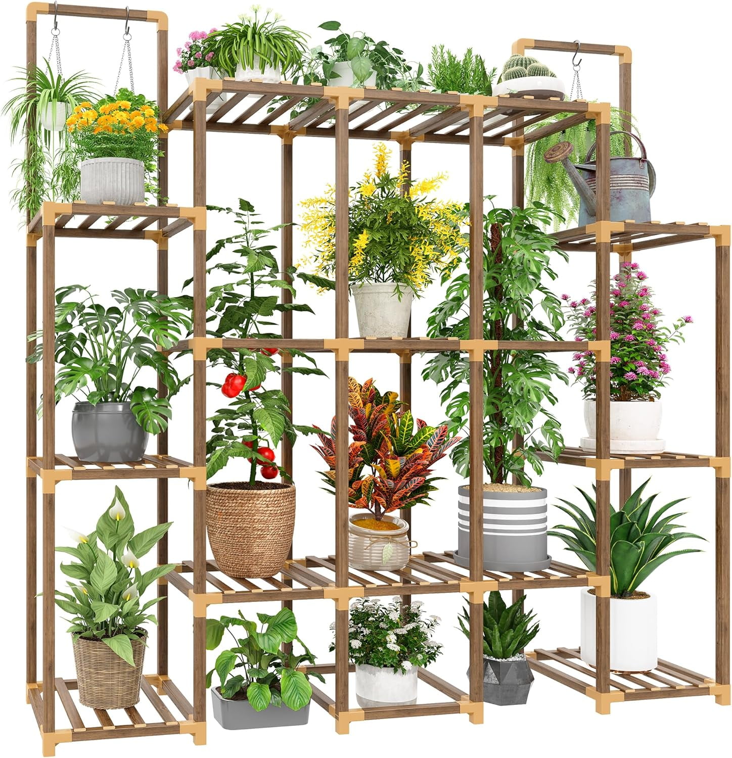 Plant Stand Indoor for Multiple Plants Stand Outdoor with 18-22 Potted Double Rod for Hanging ...