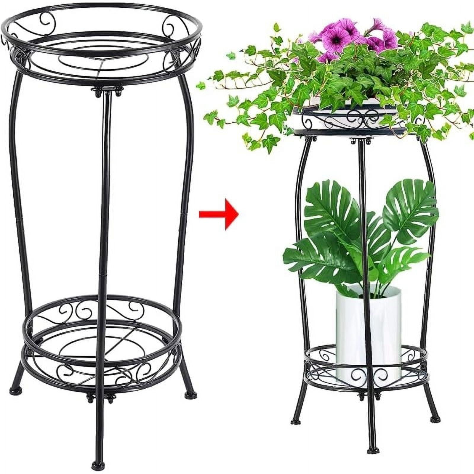 Plant Stand Indoor Outdoor, 2 Tier Tall Metal round Plant Stands ...