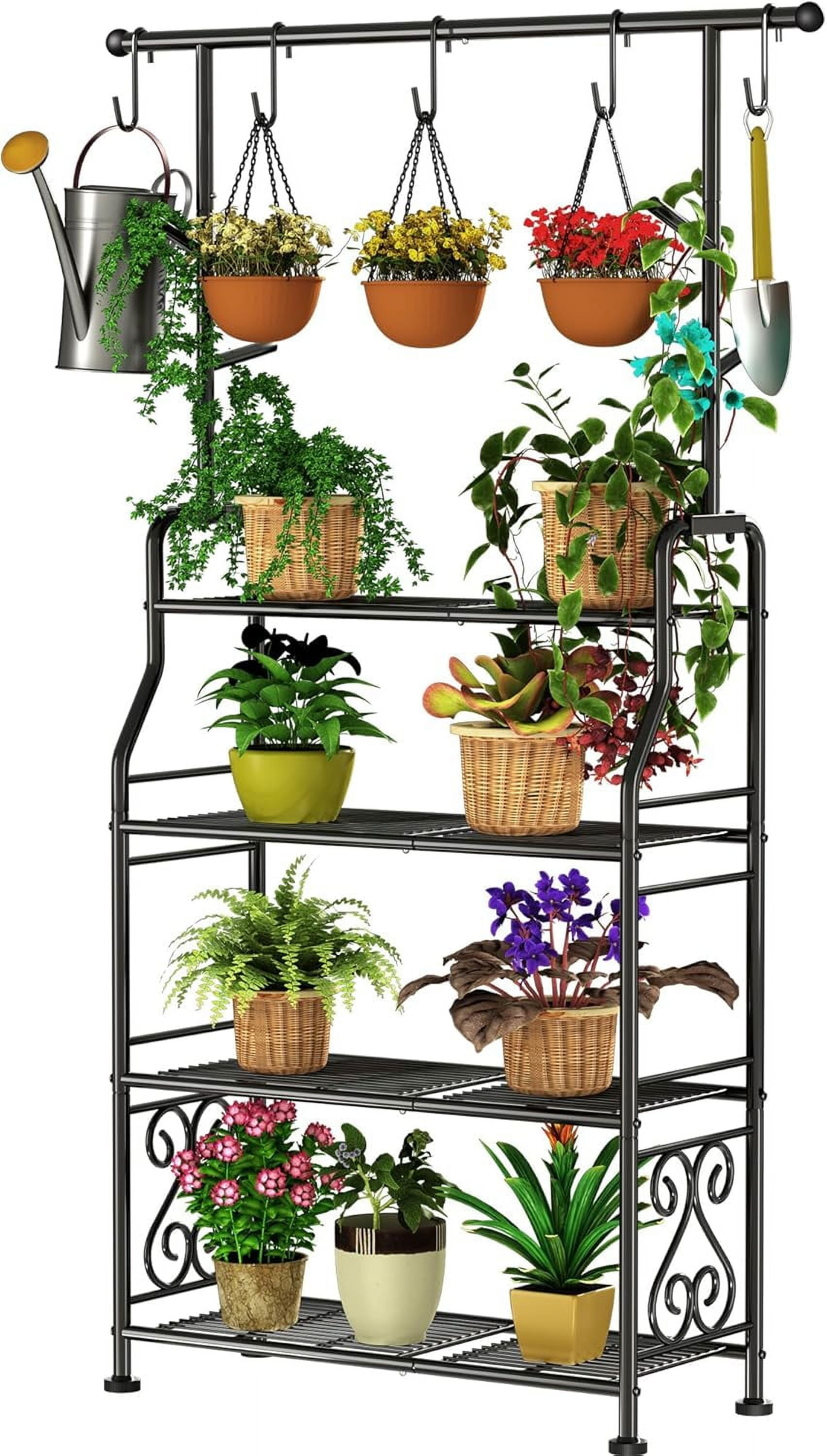 Plant Stand Indoor Outdoor, 4-Tier Heavy Duty Metal Shelves, Display up ...